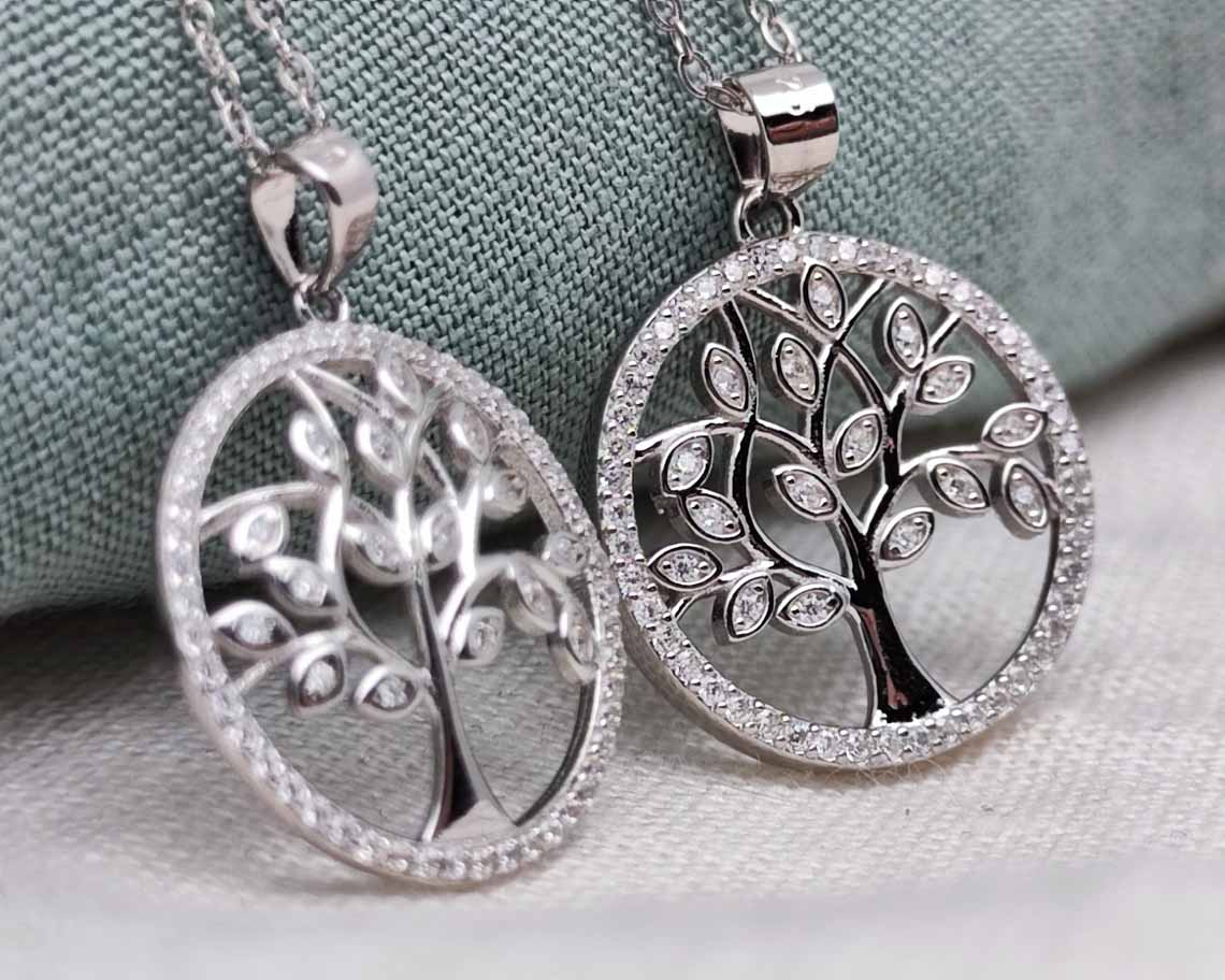 Halskette "Lebensbaum" (mit Zirkon) - Spiralen.ch